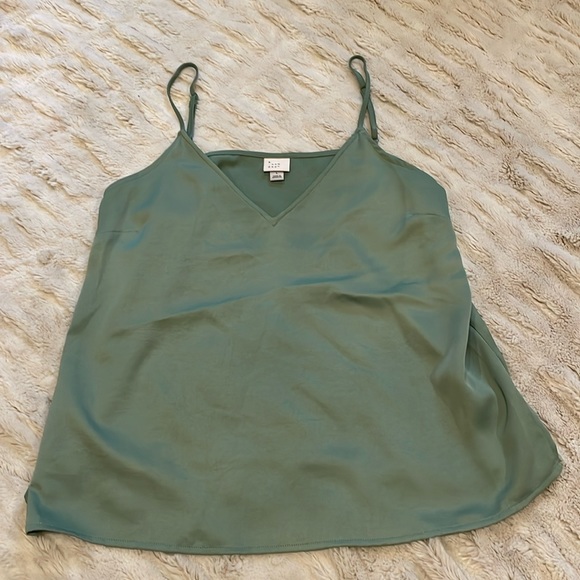a new day | Tops | Sage Green Satin V Neck Tank Top | Poshmark